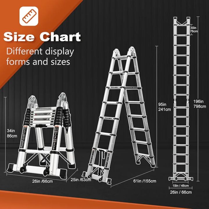 Aluminum Telescpoic ladder Double Sided 7.25+7.25=14.5ft (4.4m) Fine Quality | Daraz.pk