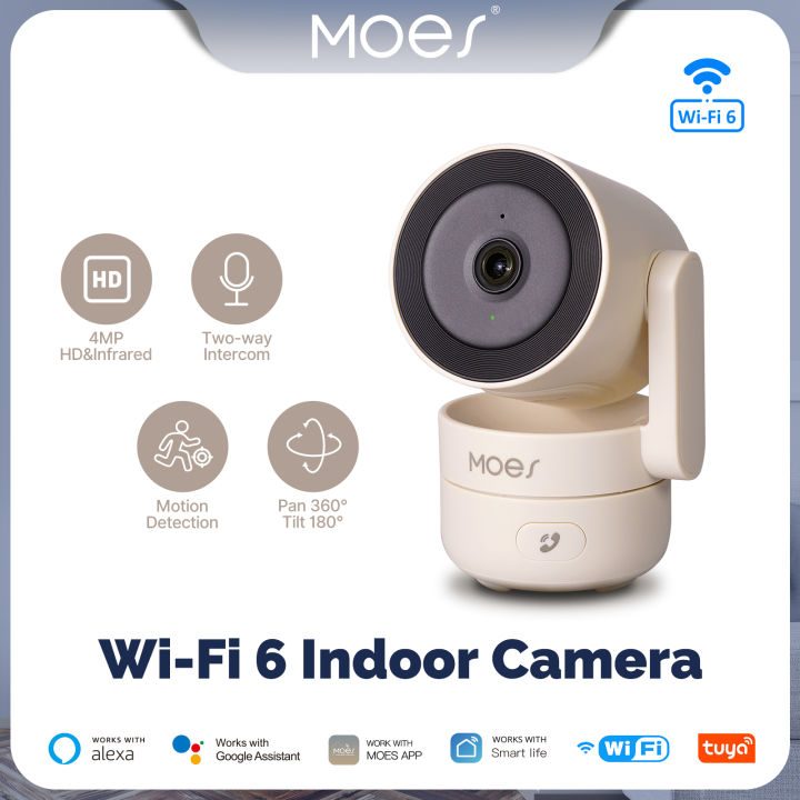MOES Tuya Wi-Fi 6 Smart Indoor 4MP HD Security Pan/Tilt Camera Motion ...