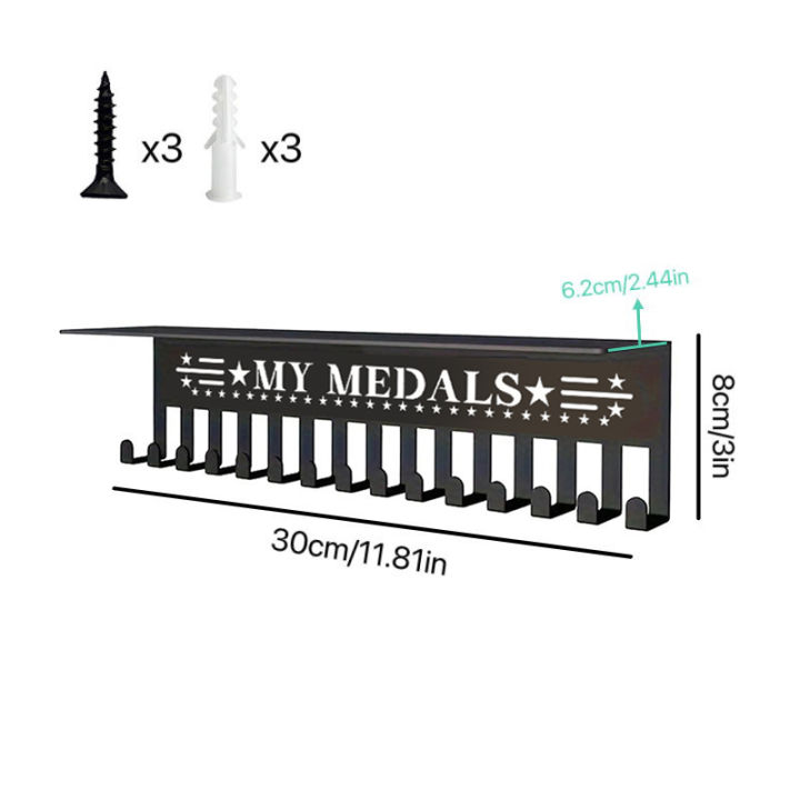 Heavy-Duty Metal Awards Trophy Display Stand Medal Hooks Wall Mount ...