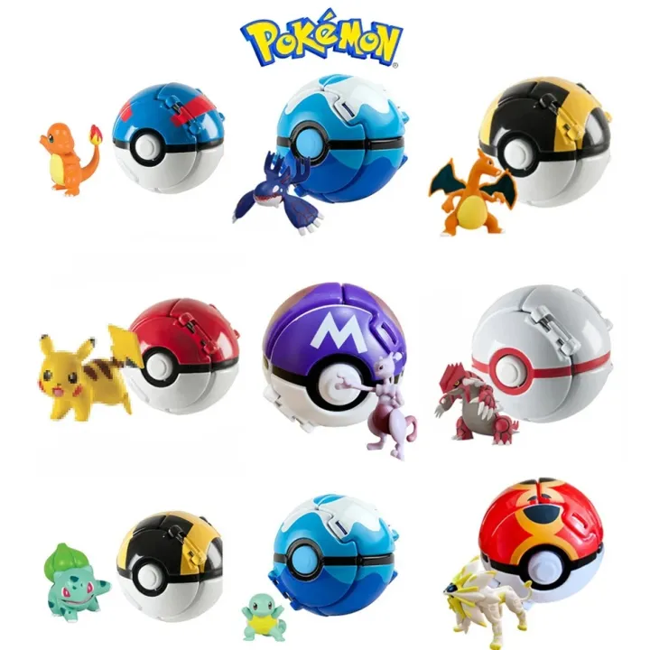 Aниме Pokemon Pikachu Mewtwo Action Figure Explode Ball Game Elf Ball ...