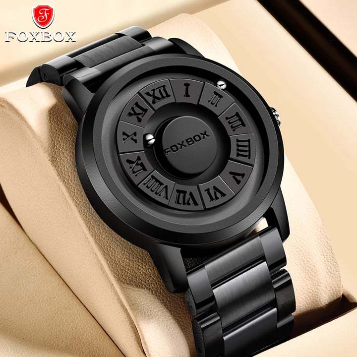 Foxbox Men watch creative stainless steel scrolling beads Quartz ...