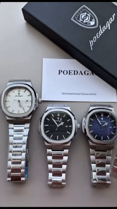 Poedagar 613 Business Quartz Luxury Stainless Steel Watch for Men ...
