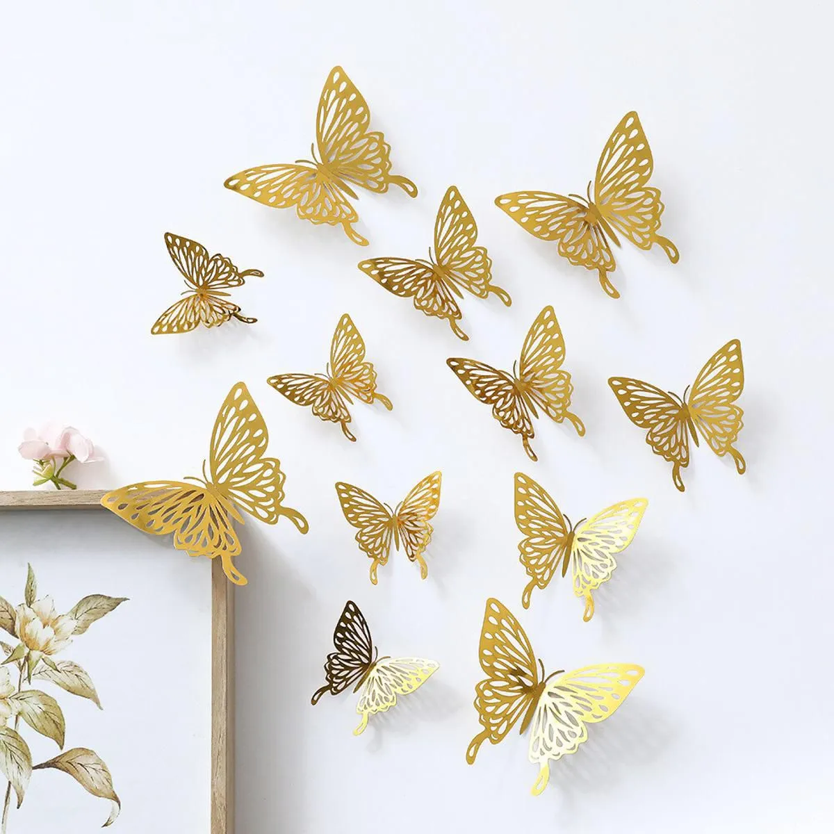 12 PCS Gold 3D Butterfly Wall Stickers – Elegant Art Decal for Room ...