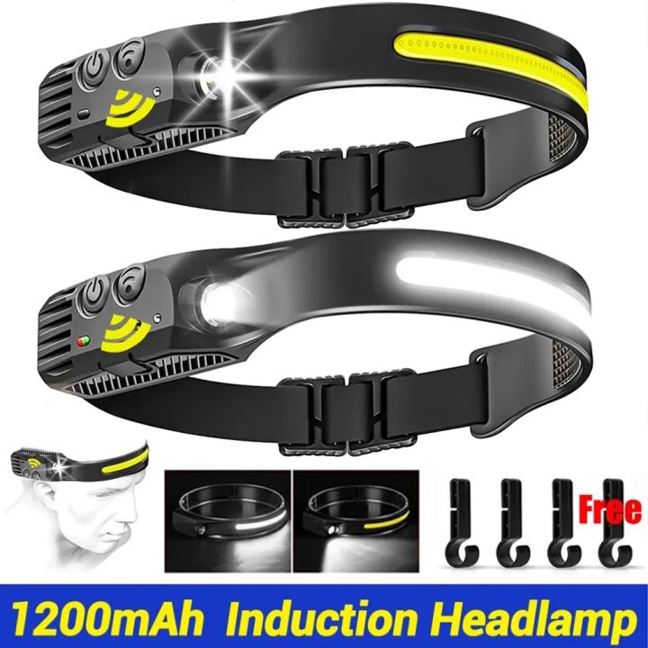 LED Sensor Headlamp USB Rechargeable Led Head Torch Built-in Battery ...