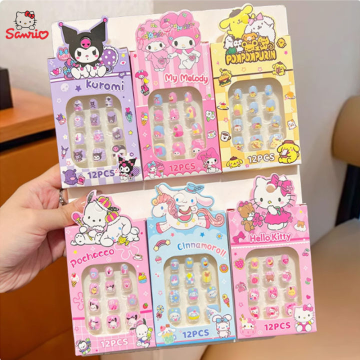 Sanrio Hello Kitty12Pcs Kuromi Melody Pochacco Kids False Nail 11-15Mm ...