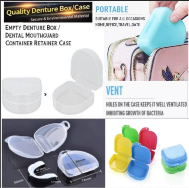 Dental Mouth Guard Container Case Travel Portable Empty Denture Box ...