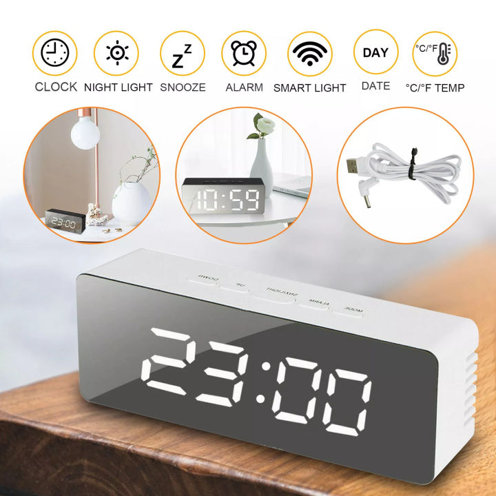 Silent Digital LED Table Alarm Living Room Office Clock Table ...