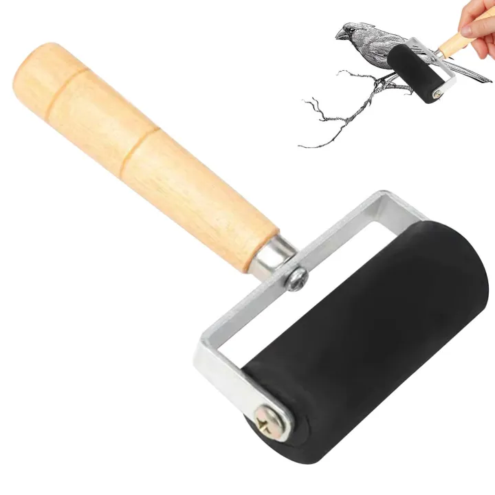 Rubber Roller Wooden Handle Printmaking Roller Paint Brush Ink Eraser ...