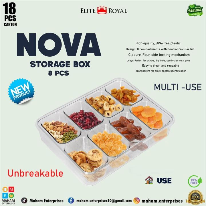 NOVA Multi-Compartment Storage Box | BPA-Free Unbreakable Plastic ...
