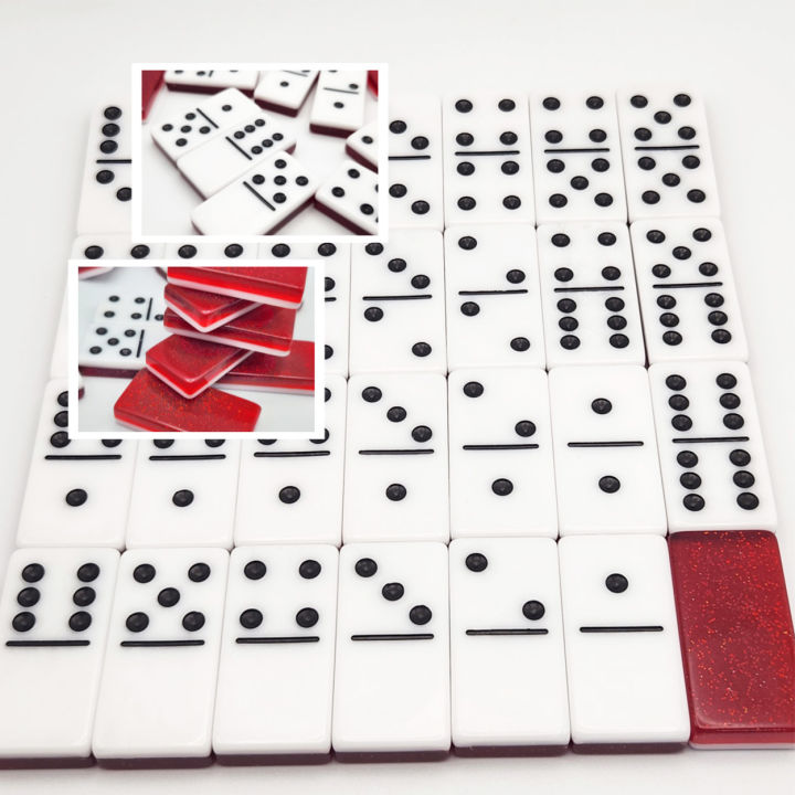 28Pcs Double-Layered Durable Domino Set with Black and White Front and ...