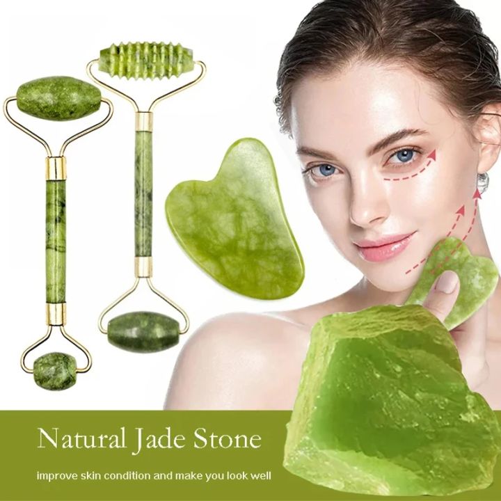 Guasha Natural Stone Massage Face Jade Roller Gua Sha Massage Tool Set ...