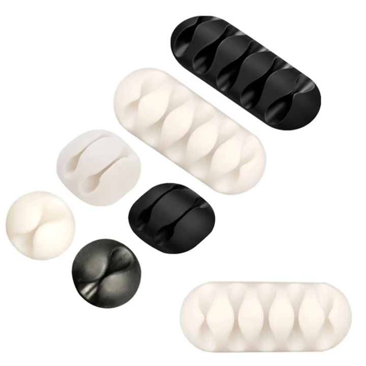 Silicone USB Cable Clip Winder Organizer Round Charger Cord Clips Desk ...