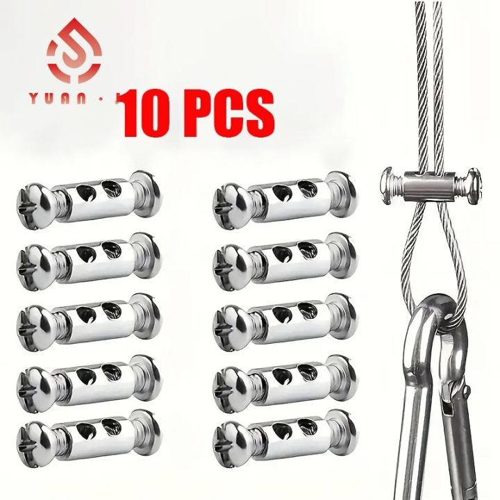 YUANJ 10PCS Double Hole Adjustable Wire Rope Stainless Cable Clip for ...