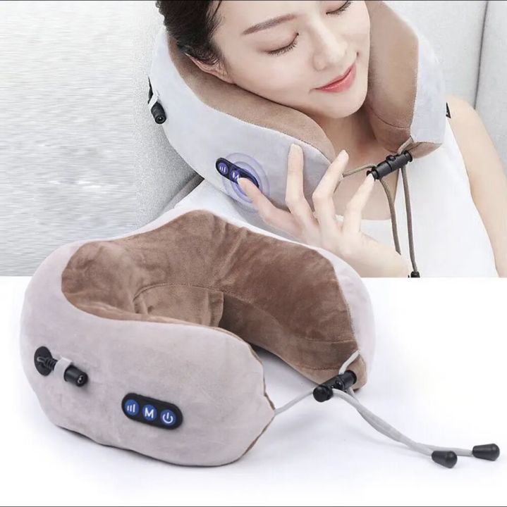 Neck Massage U-Shaped Massage Pillow Vibrating Micro Bead Stress Relief ...