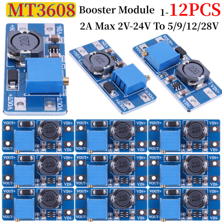 1-12PC MT3608 DC-DC Step UP Converter Module Adjustable Booster Power Supply Module Voltage ...