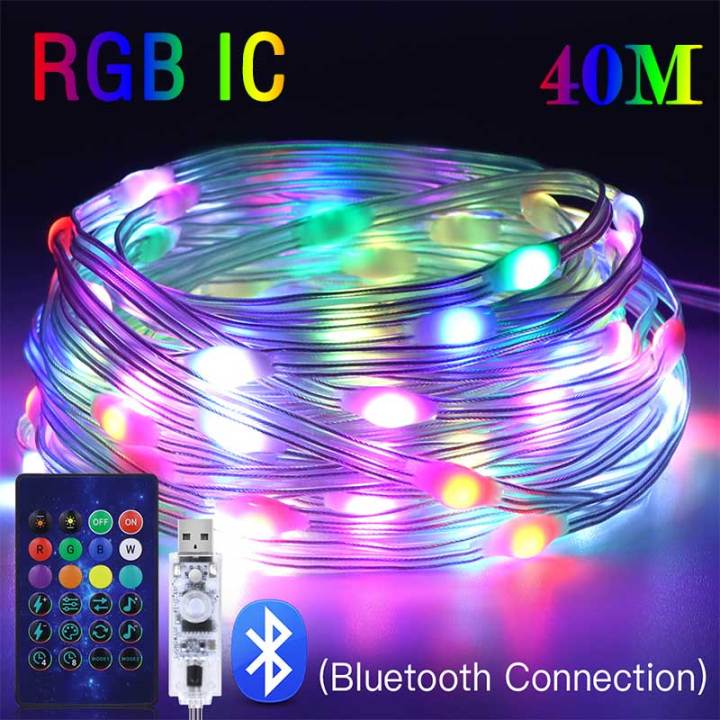 40M Led String RGB Light Smart Outdoor Festoon Party Leather Line IP65 ...