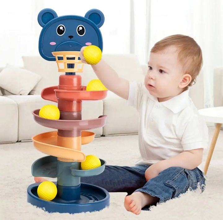 4 Layer Ball Drop Roll Swirling Tower Toddler Baby Development ...