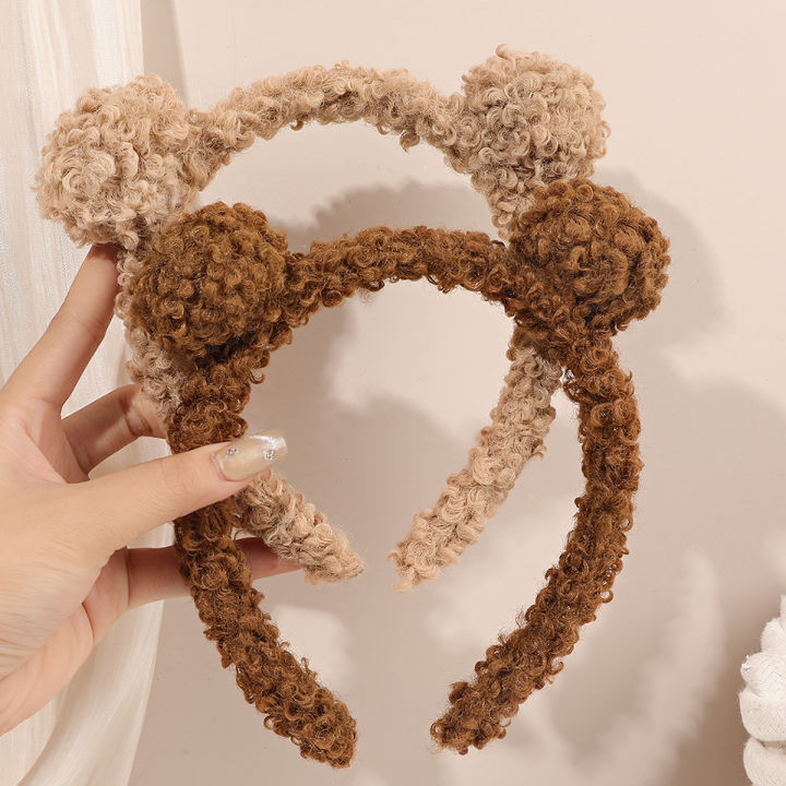 1 Pcs Bear Ears Fluffy Headband,No Slip Cute Hair Band for Face Wash ...