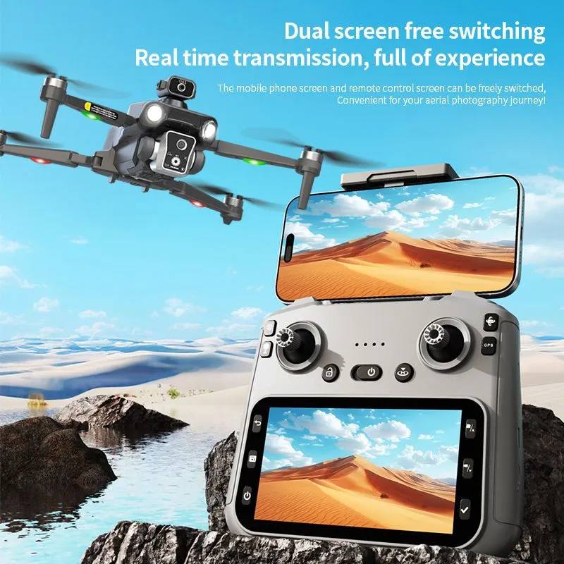 BIG [REMOTE DISPLAY] G.P.S Professional Drone 4K Camera FPV Brushless ...