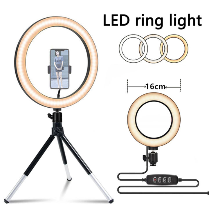 Video Light 26cm Selfie LED Ring Light Dimmable Round Ring Fill Lamp With Stand Tripods Rim Of ...