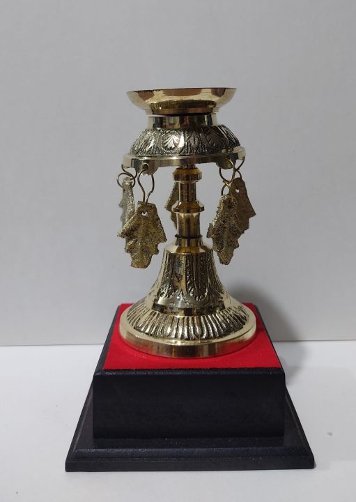 Brass Panas Tradtional Oil Lamp With Wooden Stand | Daraz.com.np