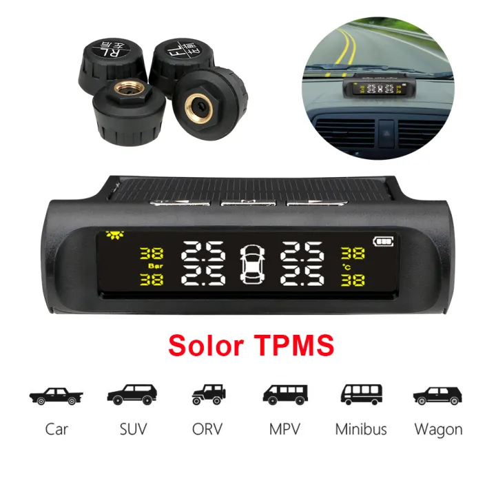 Solar TPMS Car Tire Pressure Sensors Monitoring System On Board Computer Kit Digital Off Road ...