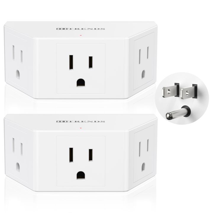 2-Pack US Trapezoid Multi-Plug Outlet Extender with 3 AC Outlets Power ...