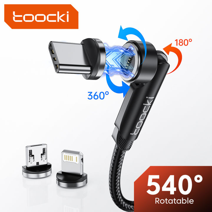 Toocki 540 Rotate Magnetic Cable 3A Fast Charging Micro USB Type C ...