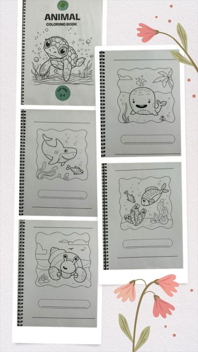 Premium Quality Large size (a4) Sea Animals colouring books painting ...