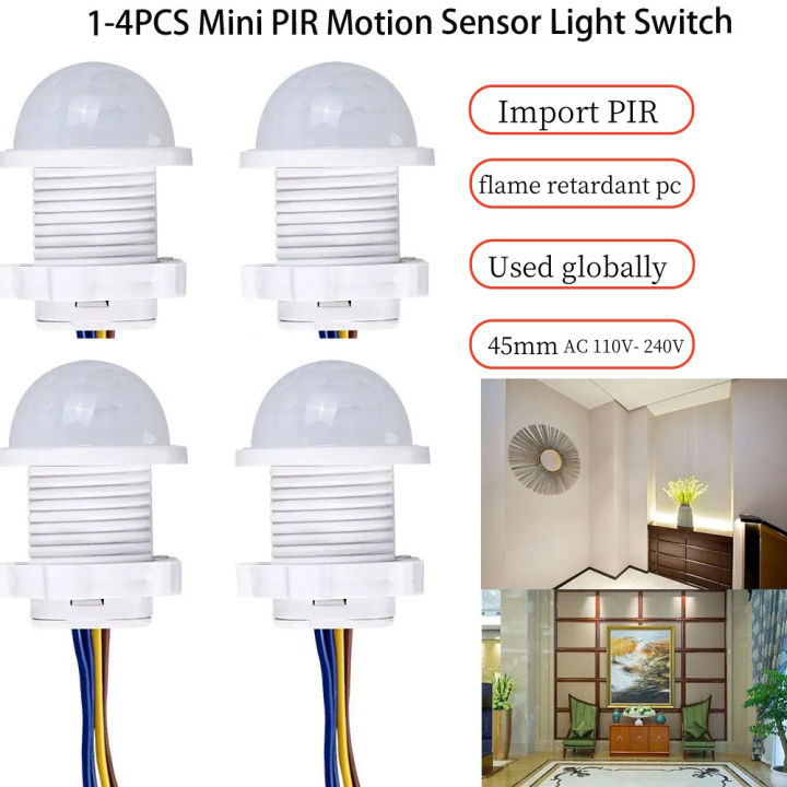1-4PCS Mini PIR Motion Sensor Light Switch AC 110V- 240V Human Body ...