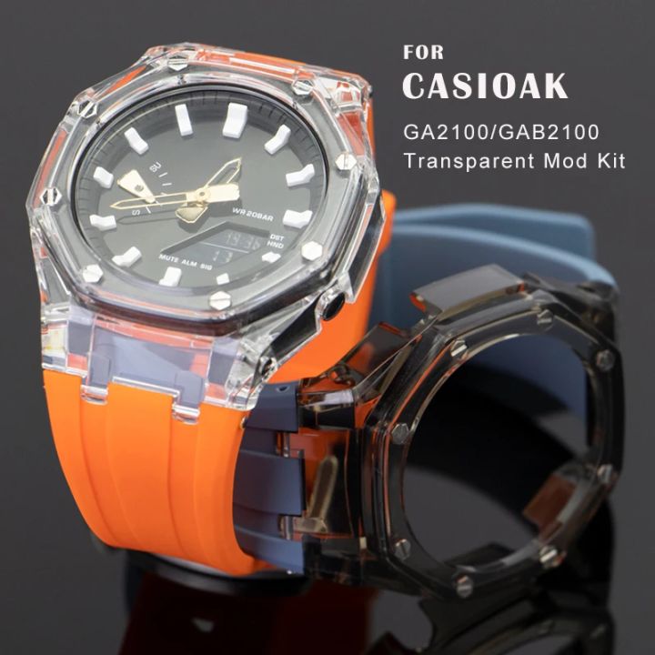 Transparent Mod Kit Rubber Strap Case Adapter for g shock GA2100 ...