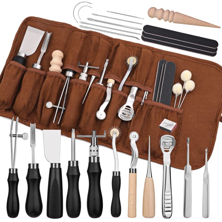 Fenrry 37Pcs Leather Work Tools Leather Hand Tools with Edge Skiver ...
