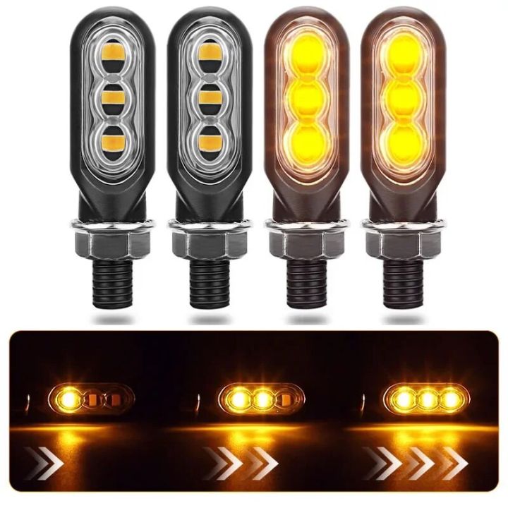 Motorcycle 3LED Dynamic Flowing Light Mini Motorcycle Turn Signal LED ...