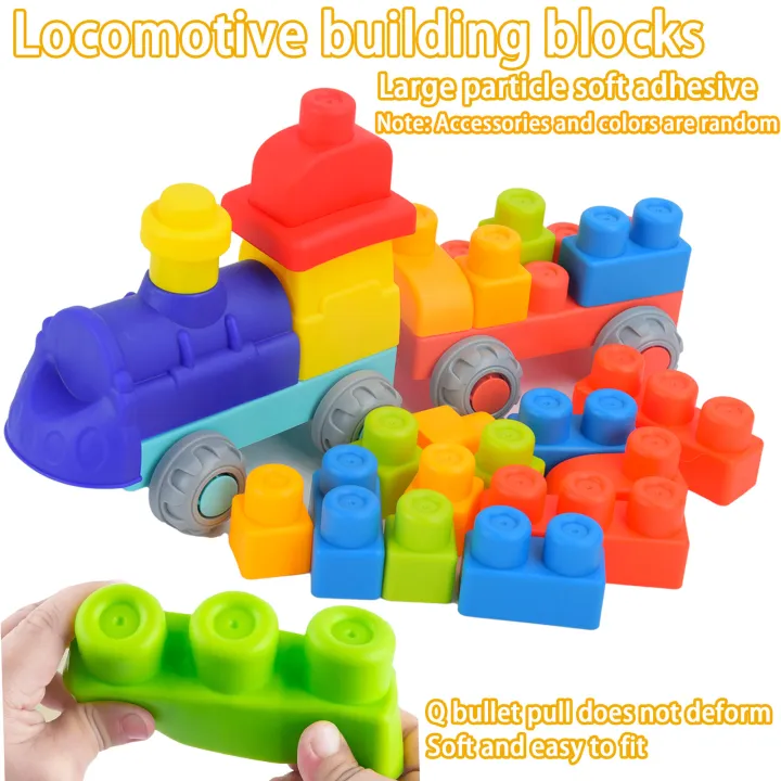 Large Particle Soft Rubber Building Block Toy Puzzle Assembly Diy Brain ...