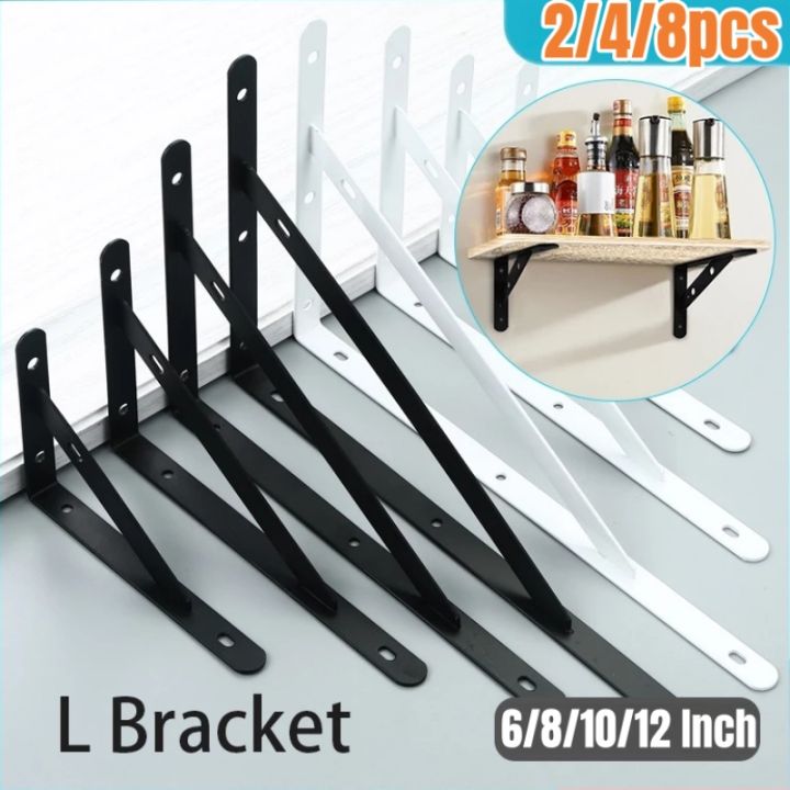 2/4/8Pcs Heavy Duty Floating Metal Shelf Brackets,6-12" L Shaped Racks ...