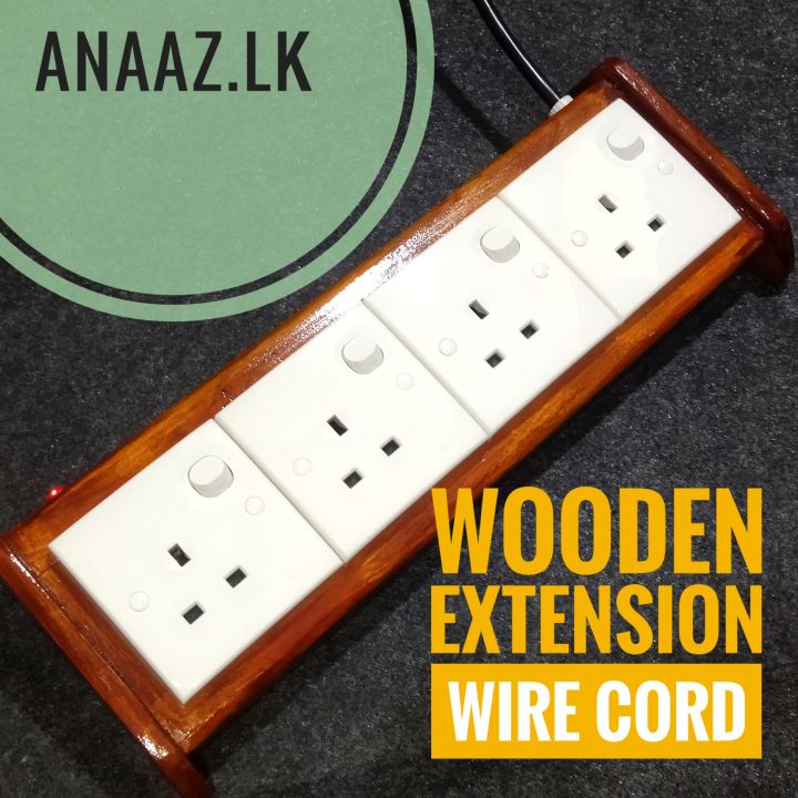 Extension Wire Cord, Trailing Socket, Wooden Wire Extension lead, 13A ...