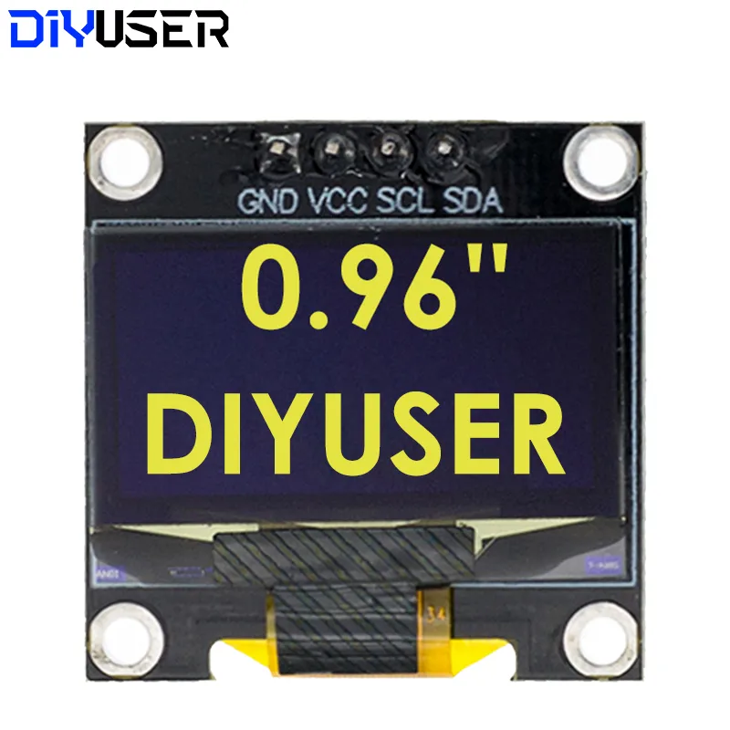 DIYUSER 0.96 Inch OLED SSD1306 White/Blue/Yellow 128X64 IIC I2C Serial ...
