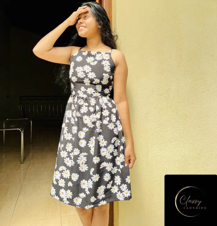 Daisy Flower Printed Mini Frock 🌼 | Daraz.lk