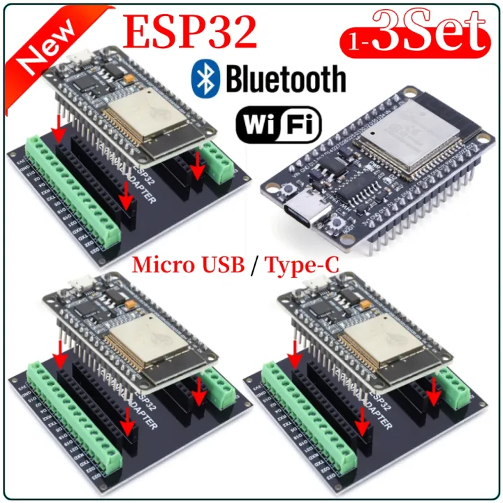 1-3Set ESP32 32 CH340C Development Board TYPE-C / Micro USB WiFi+Bluetooth Ultra-Low Power ...