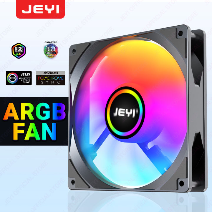JEYI 120mm PC ARGB Cooling Fan AURA SYNC RGB Computer Fans Ultra Silent ...