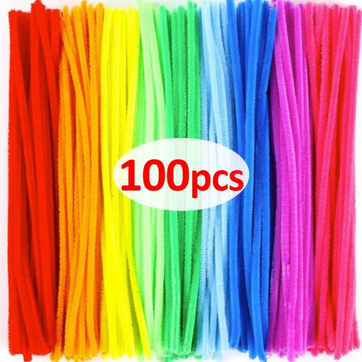 Colorful Chenille Stems Pipe Cleaners Plush Tinsel Stem Wired Sticks ...