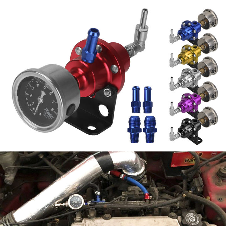 Adjustable Fuel Pressure Regulator with Gauge Kit 7 Colors Aluminum ...