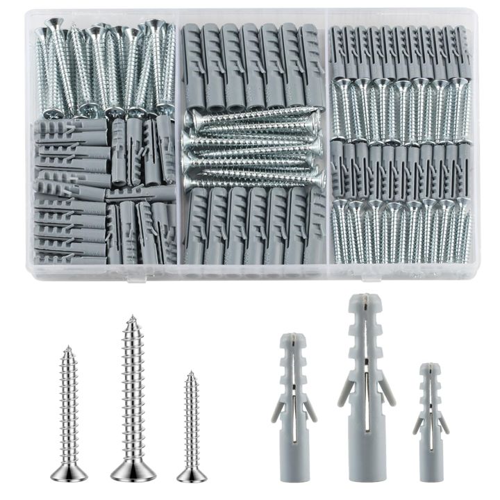 230-Pc Screw & Dowel Set - 115 Impact Dowels + 115 Plasterboard Screws ...