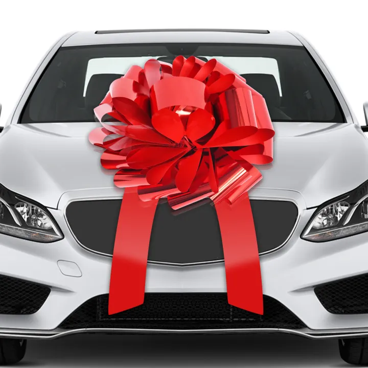 14 Inch Big Red Car Bow Pull String Ribbon Present Bows for Cars Bikes ...