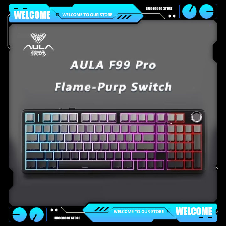 AULA F99 Pro Flame-Purp Switch V2 Mechanical Keyboards 98 Keys 3 Mode ...