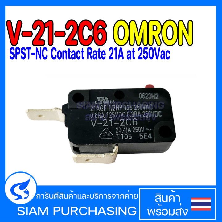 Original Omron V-21-2C6 micro switch SPST-NC contact rate 21A at 250VAC ...