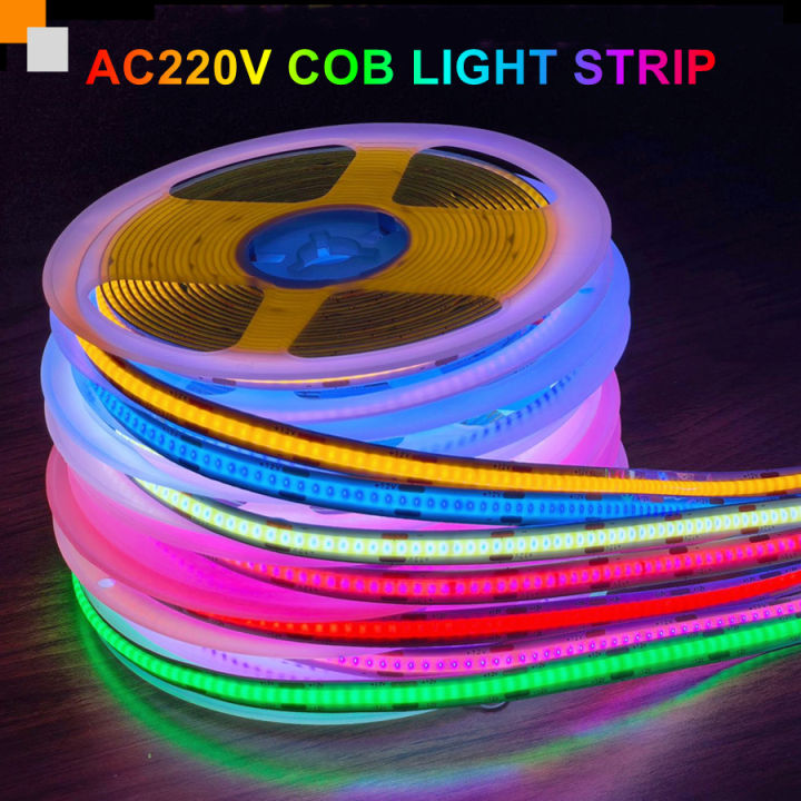 10~0.5M/Roll 220V COB LED Strip Flexible Tape Light Smart IC No Need ...