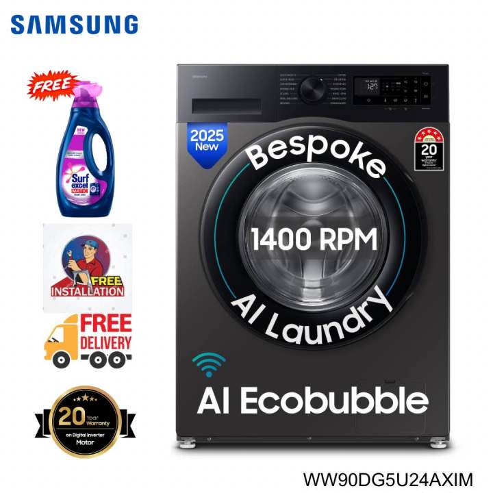 SAMSUNG 9 Kg Washing Machine With AI Eco Bubble WiFi Embedded WW90DG5U24AXIM | Daraz.com.np