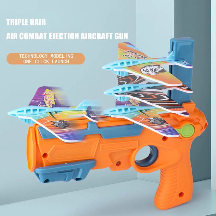 HOT！Airplane Launcher Bubble Catapult With 6 Small Plane Toy Funny ...