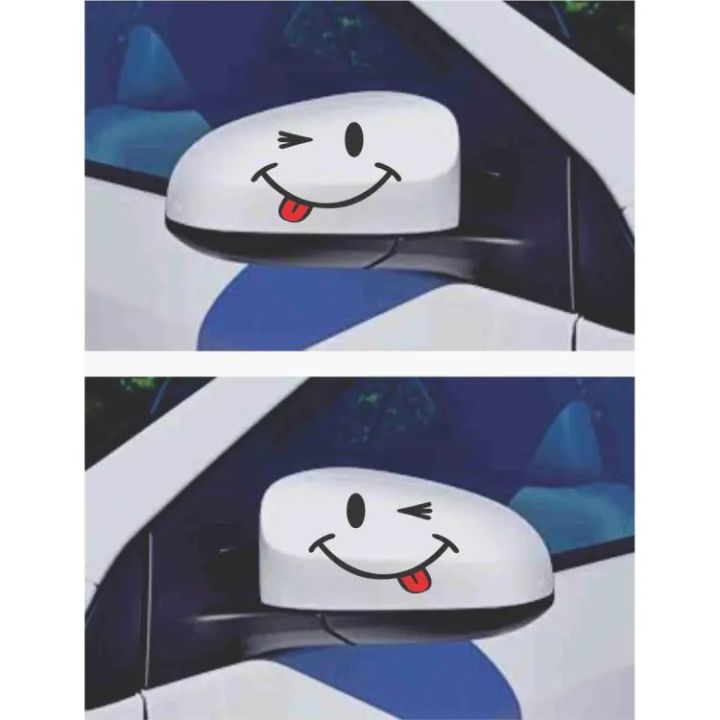 2 Pcs Eye Winkling (Black and Red) Car Side Mirrors Stickers, Auto ...